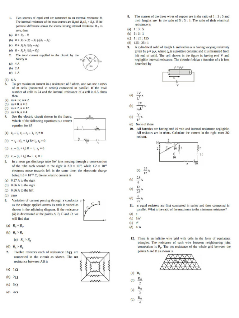 Current Electricity - DPP | PDF
