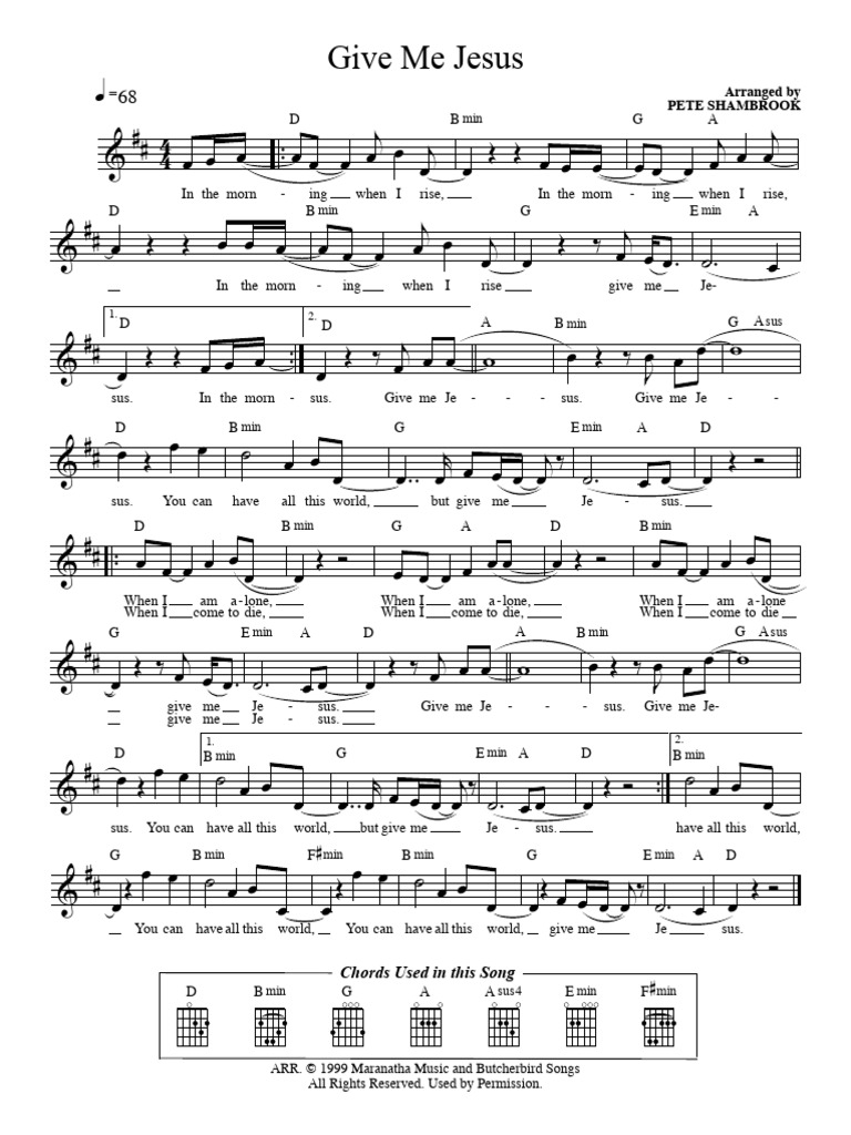 Give Me Jesus Sheet Music Arrangement | PDF