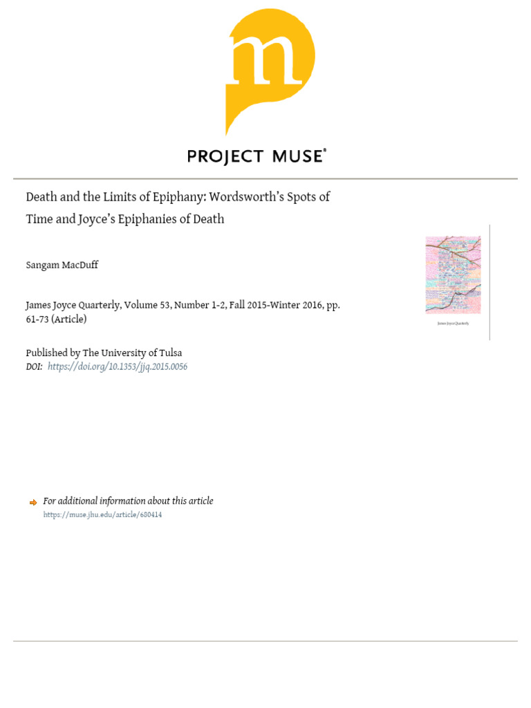Death and The Limits of Epiphany - Wordsworth's Spots of Time and Joyce ...