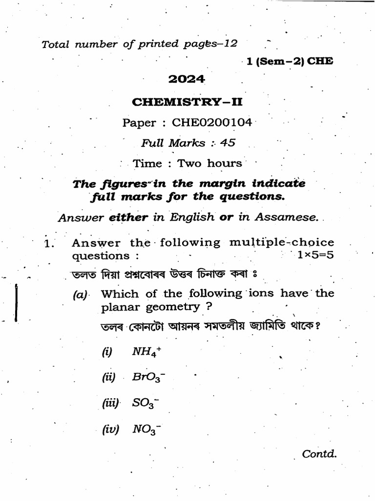 Chemistry-II 2nd Sem.2024 | PDF