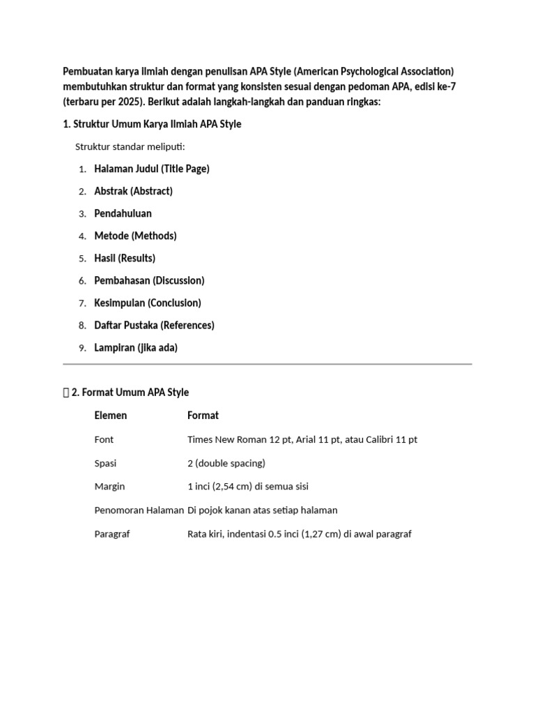 Pembuatan Karya Ilmiah Dengan Penulisan APA Style | PDF