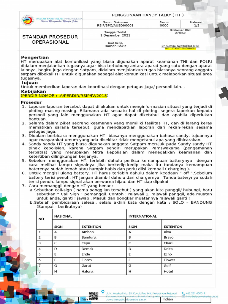 Spo Penggunaan Handy Talky (HT) | PDF