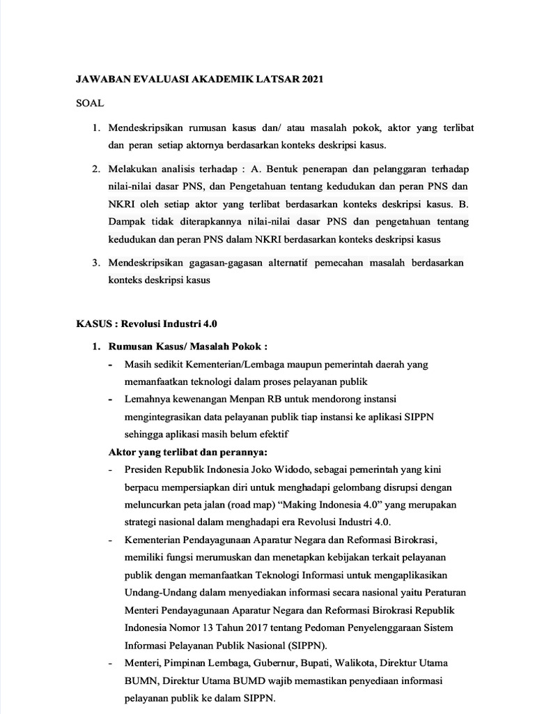 PDF Jawaban Eval Kasus Revolusi Industri - Compress | PDF