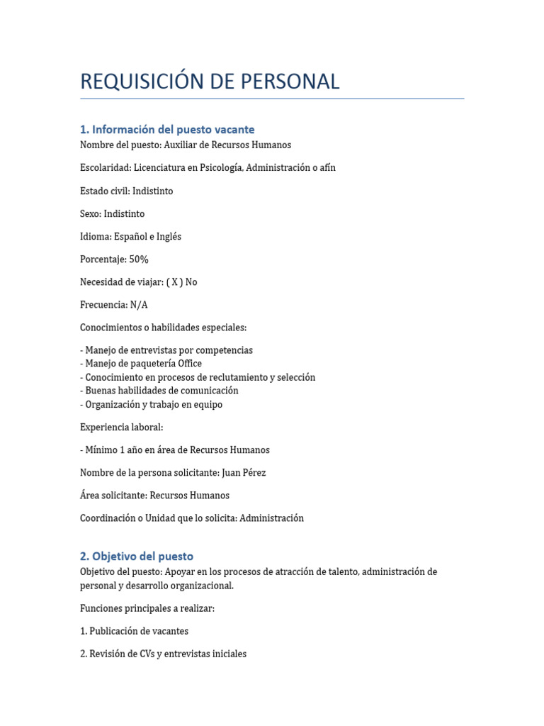 Requisicion RRHH | PDF