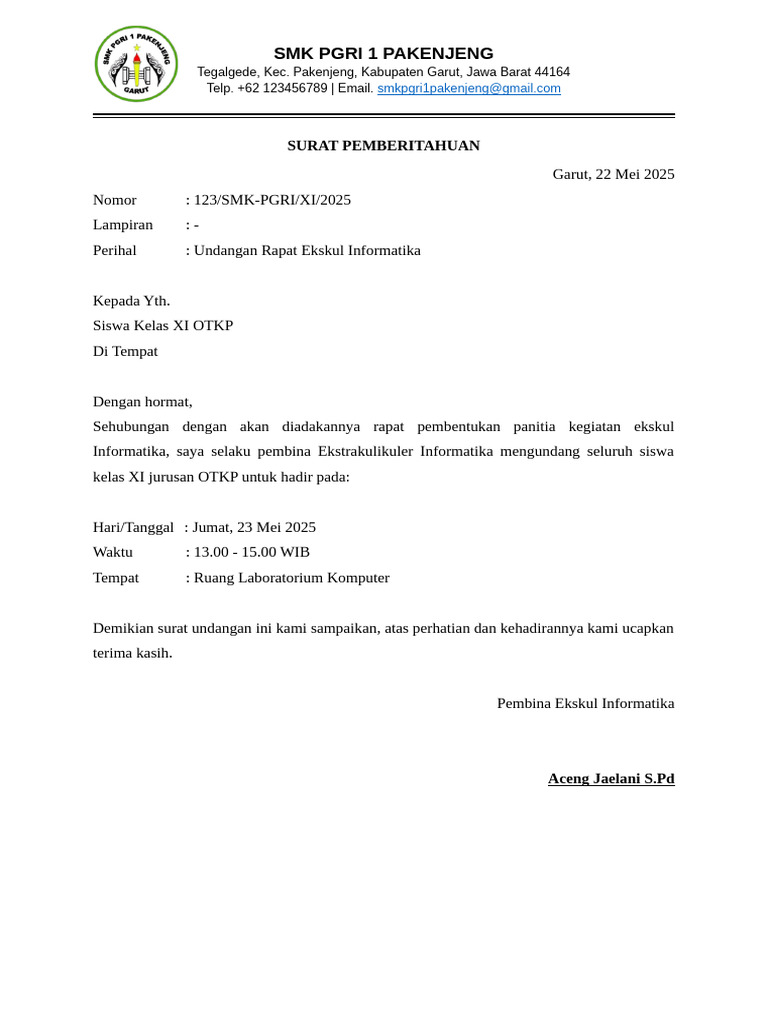 Contoh KOP SURAT | PDF