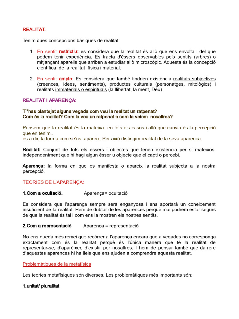 Apunts La Realitat 2 | PDF