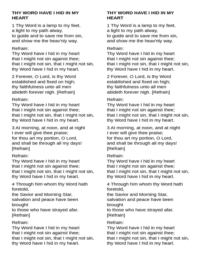 Thy Word Have I Hid in My Heart | PDF | Religious Belief And Doctrine ...