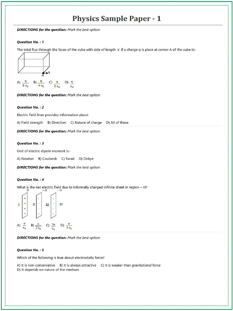 Physics Samle Paper | PDF