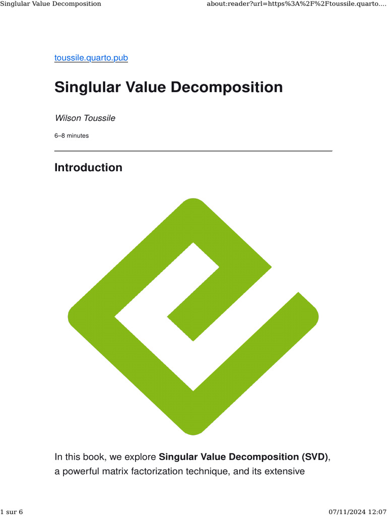 Singlular Value Decomposition | PDF | Matrix (Mathematics) | Algebra