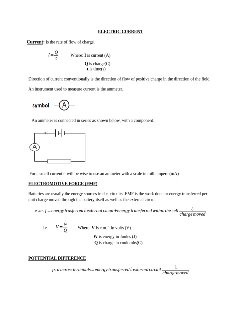 Electric Current Final | PDF | Electrical Resistivity And Conductivity ...