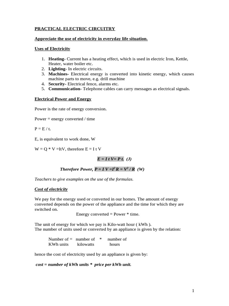 Practical Electric Circuitry Notes Final | PDF | Ac Power Plugs And ...