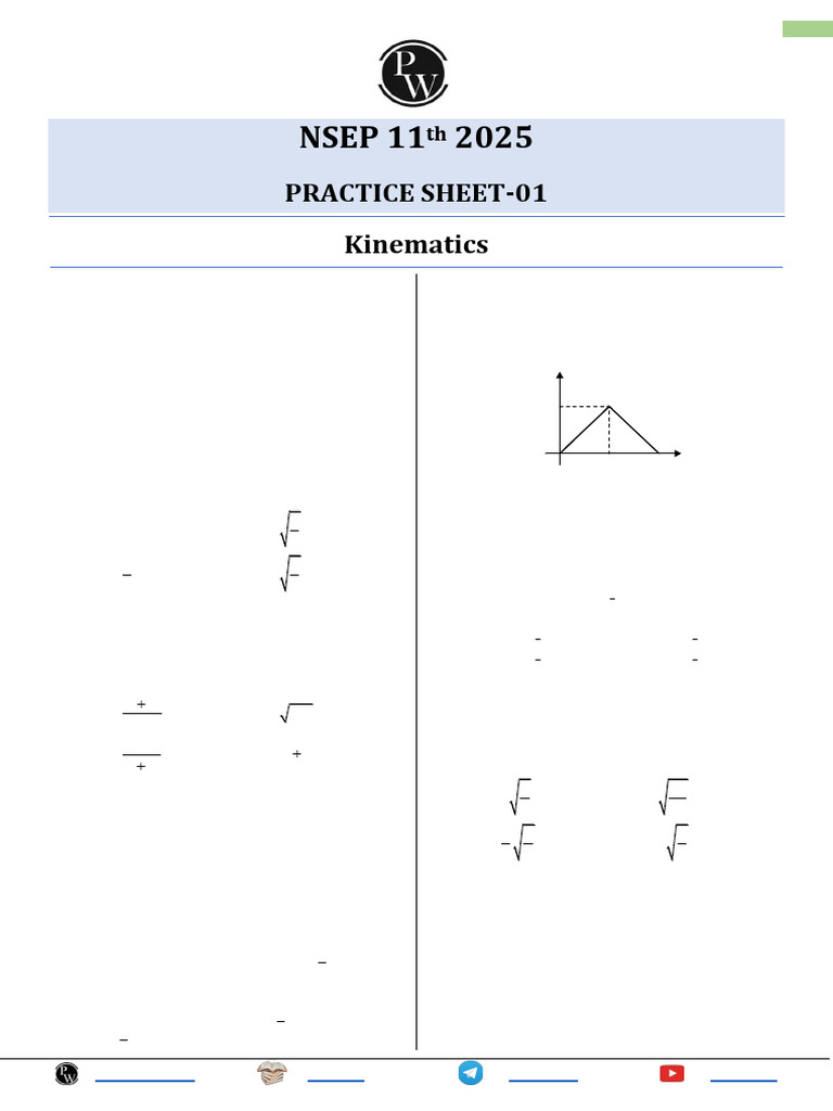 Kinematics: Practice Sheet 01 (Only PDF | PDF | Acceleration | Velocity