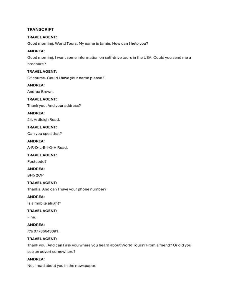 (Sample Portfolio) Listening Transcript | PDF