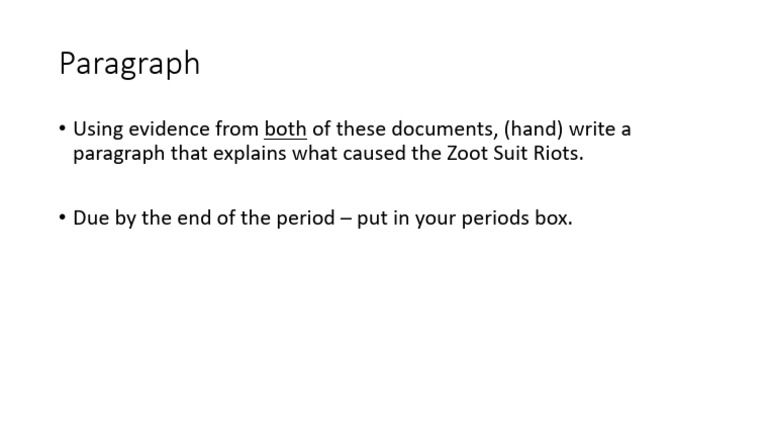 Zoot Suit Riots - Day 2 Paragraph | PDF