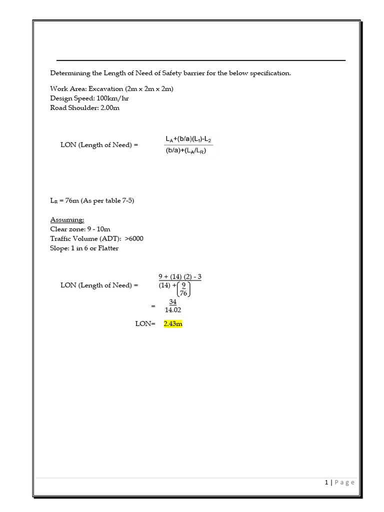 Calculation of Length of Need | PDF