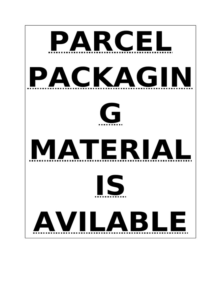 Parcel Packaging Material is Avilable | PDF