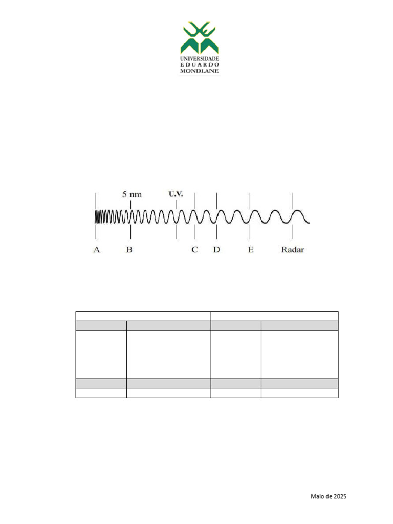 Questionário II TSIG 2025 | PDF | Espectro eletromagnético | Sensoriamento remoto
