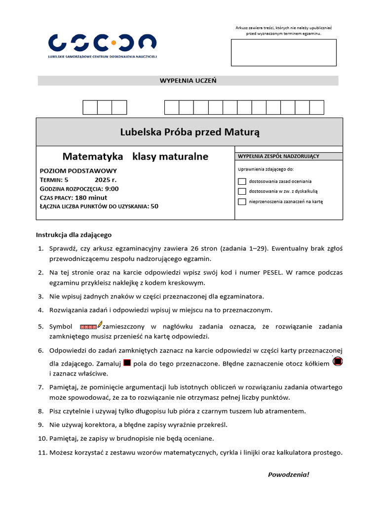 LPPM Arkusz PP Marzec 2025 | PDF
