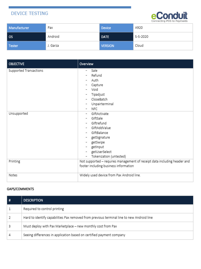 Pax_A920-tested | PDF