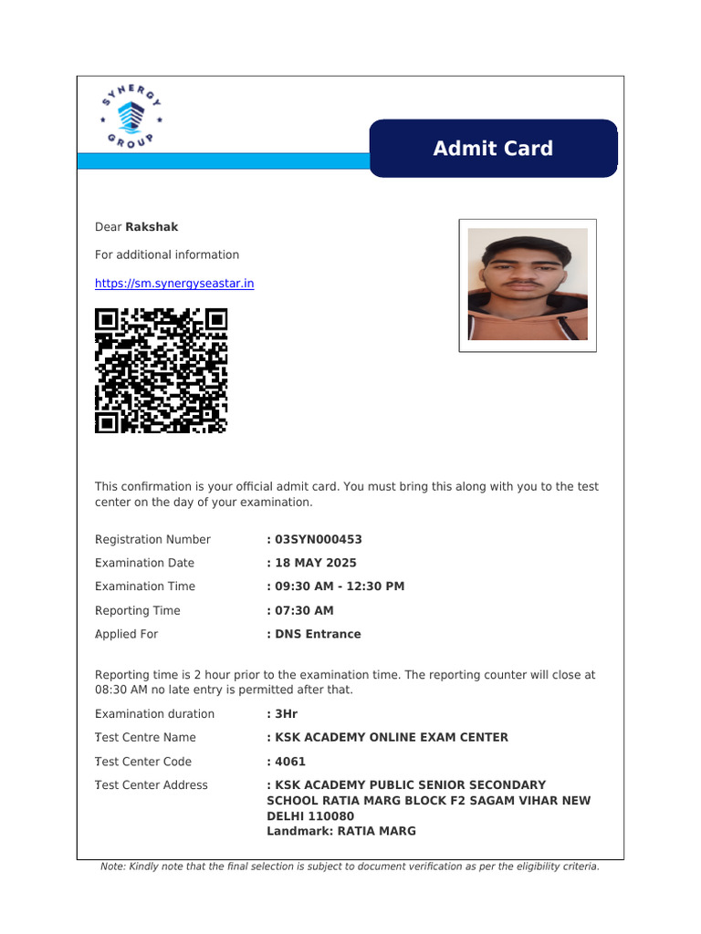 Admitcard_03SYN000453_6437518 | PDF