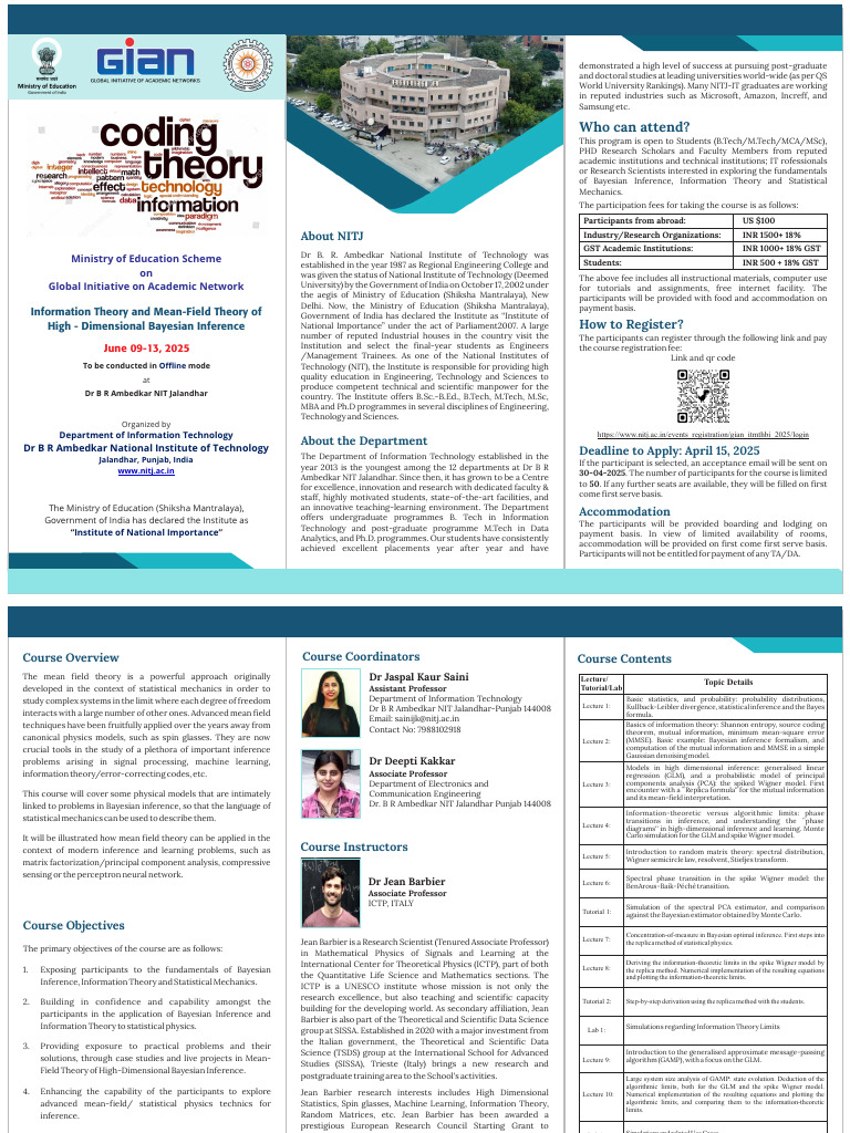 GIAN Course Broucher JUNE 2025 | PDF | Statistical Inference ...