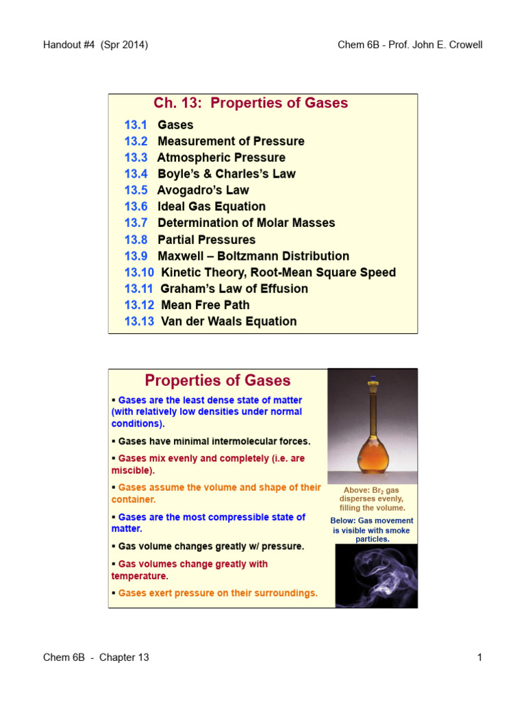Chem6B - S14 Hol - Chapter 13 | PDF | Gases | Physical Chemistry