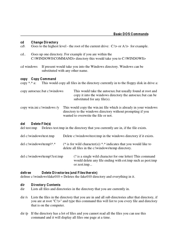 Dos 1 | PDF | Directory (Computing) | Text File