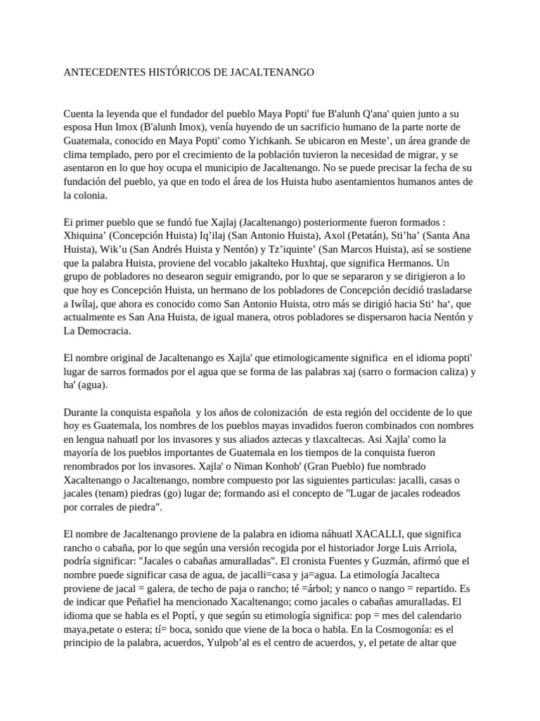 Historia de Jacaltenango y su comunidad | PDF