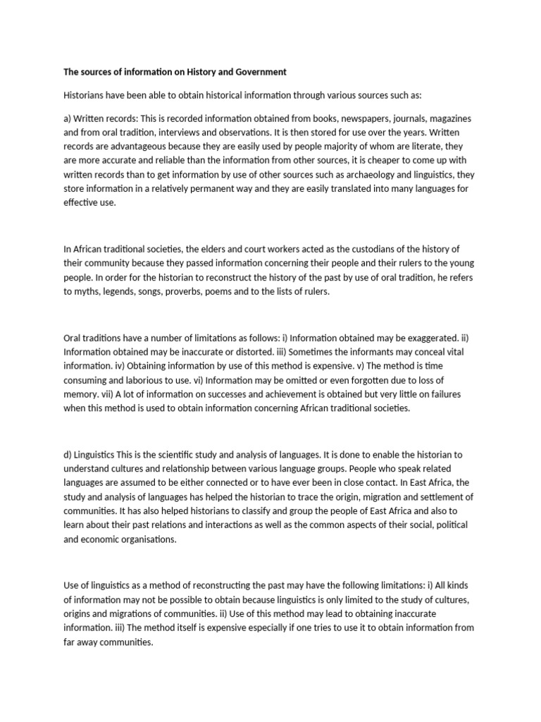 History - Sources of Information | PDF | Anthropology | Linguistics