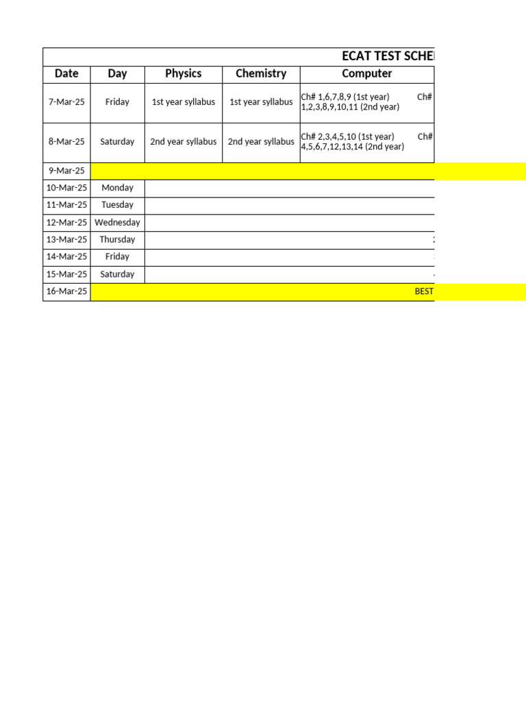 Ecat Planner 2025 | PDF