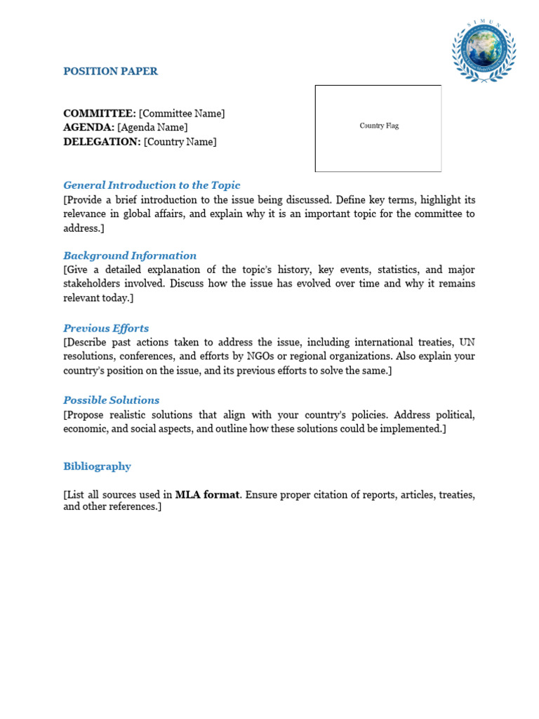 SIMUN Position Paper Template 1 | PDF