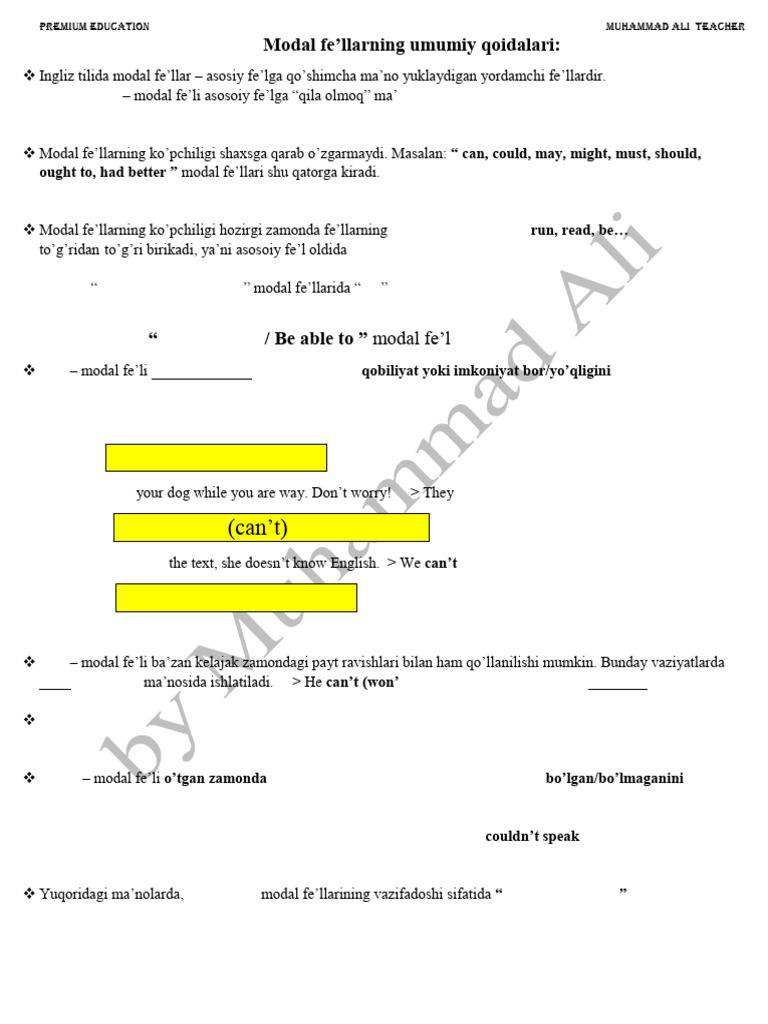Lesson 4 Modal Verbs - General & Ability | PDF | Grammatical ...