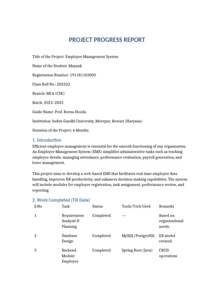 Employee Management System Report | PDF | Databases | Postgre Sql