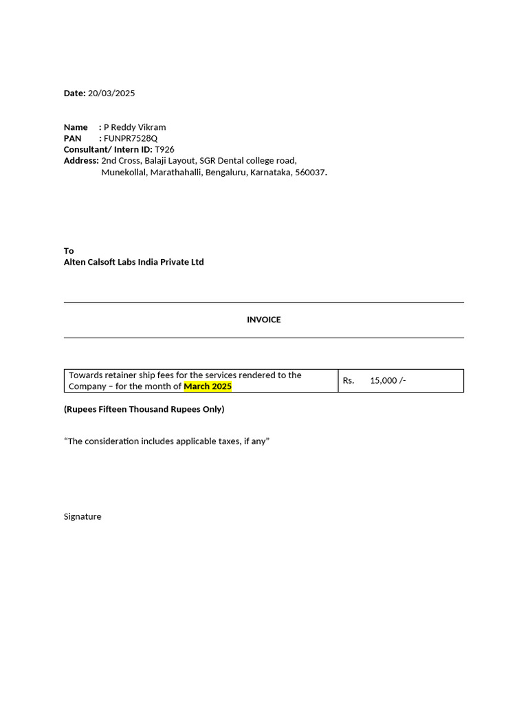 Consultant Invoice - March | PDF