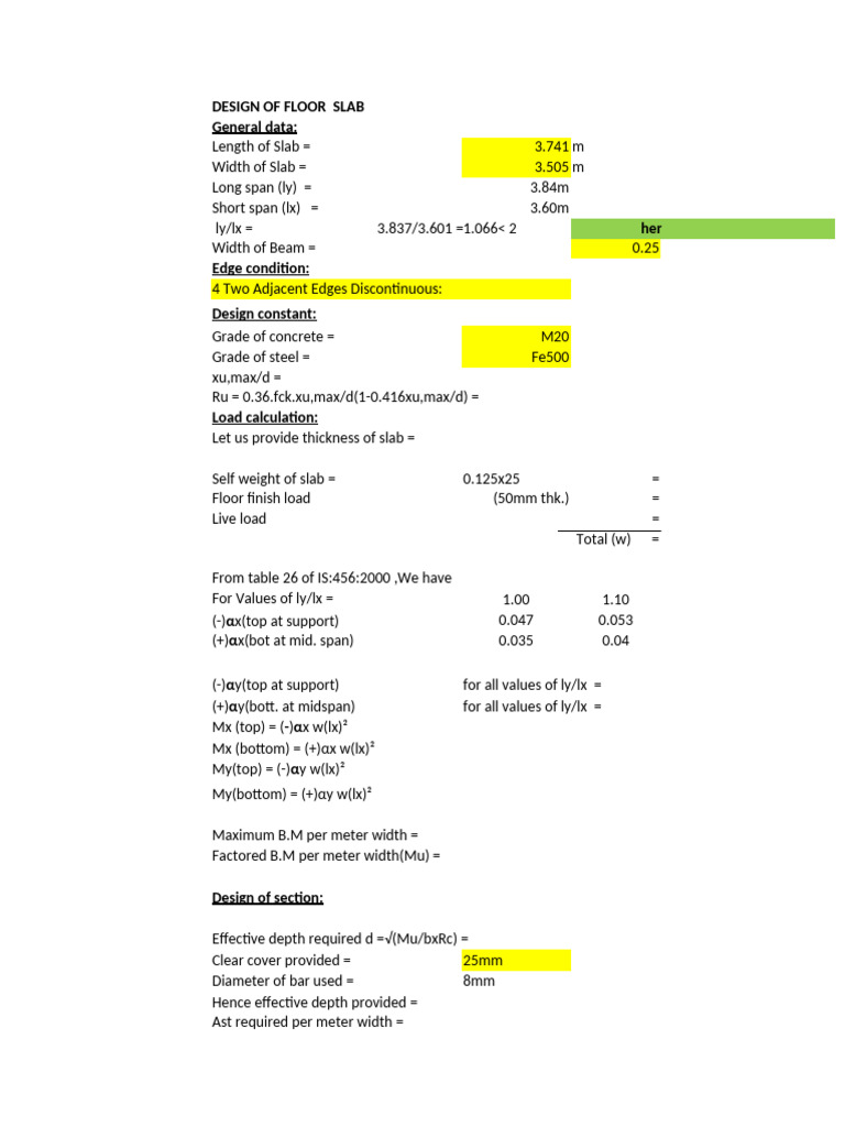 Two Way Slab Design-Simply Supported | PDF