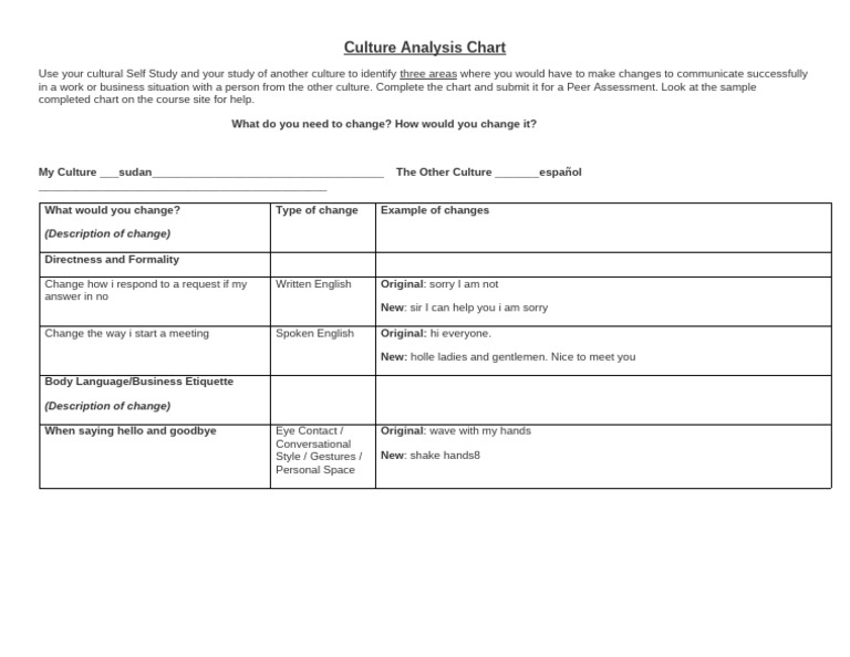 Culture Analysis Chart | PDF