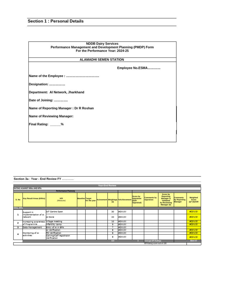 KRA - Format - XLSX - Supervisor | PDF | Social Psychology