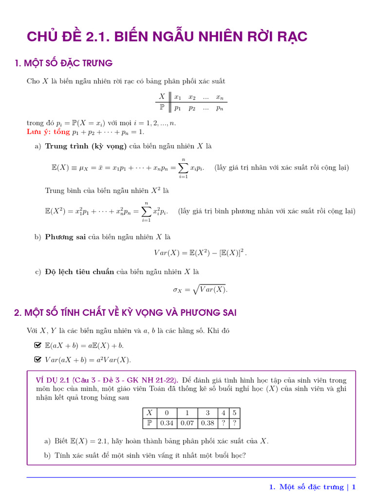 Xac Suat Thong Ke Chu de 2. Bien Ngau Nhien (Cuuduongthancong - Com) | PDF
