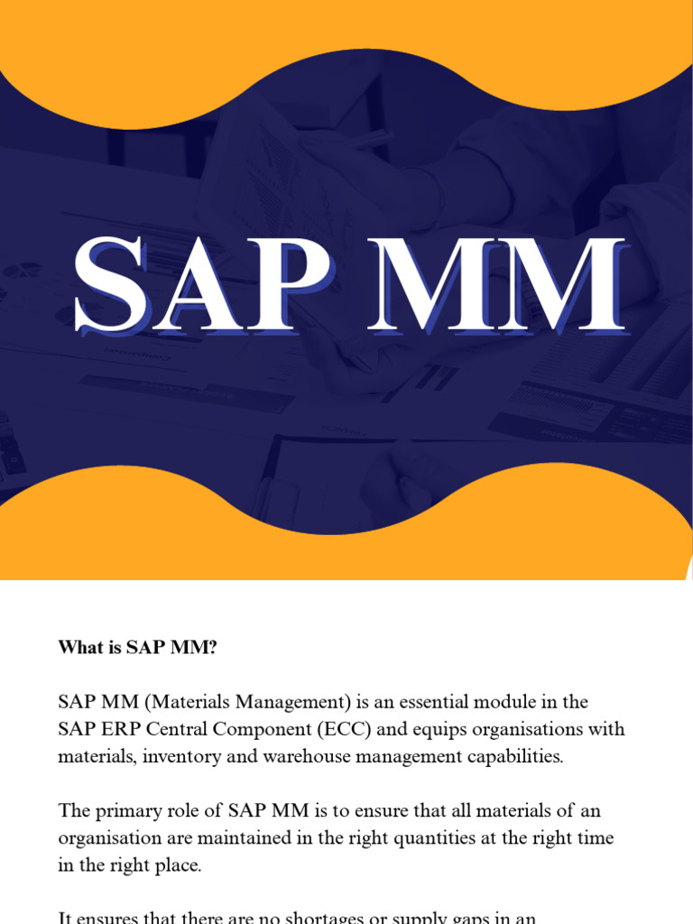 Overview of SAP MM Logistics Module | PDF | Supply Chain | Procurement