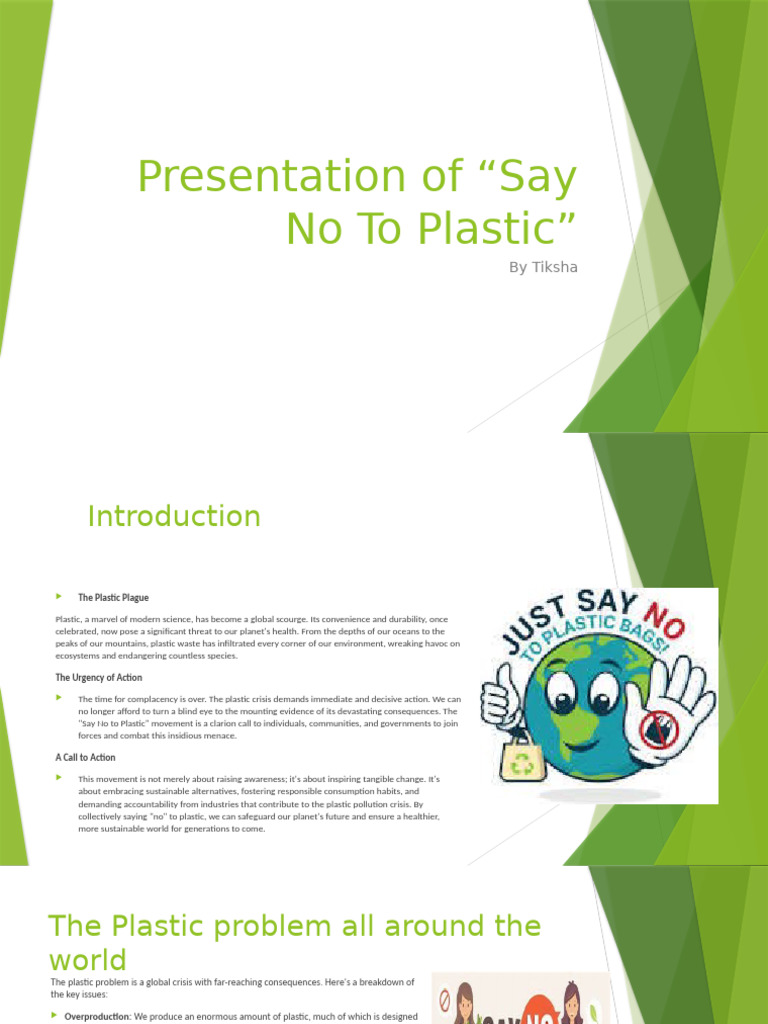 Say No to Plastic: A Global Call to Action | PDF | Plastic | Recycling