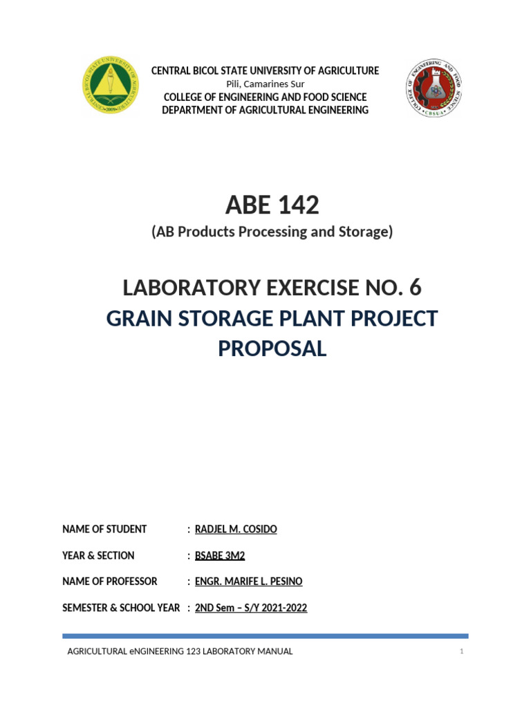 ABE 142 Laboratory Exercise 6 | PDF | Engineering | Grain