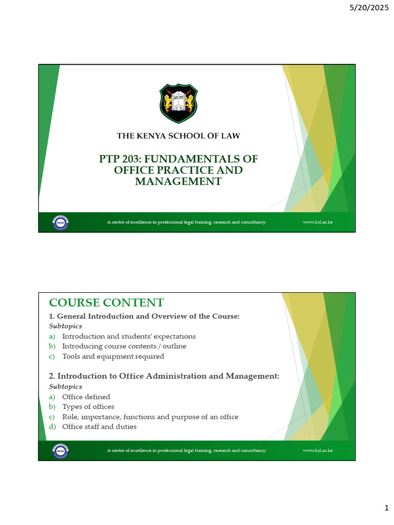 Lecture 1, Fundamentals of Office Practice and Management | PDF | Lease ...