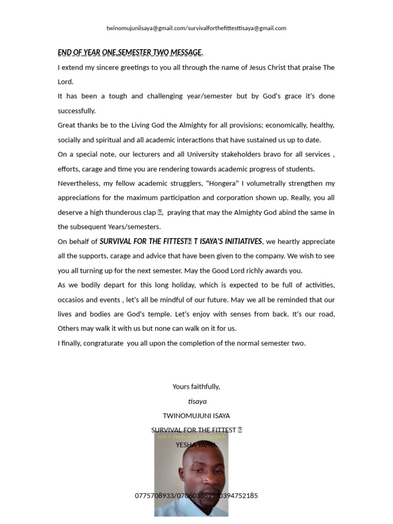 End of Semester-Message | PDF