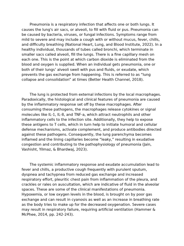 Pathophysiology (Pneumonia) | PDF | Pneumonia | Lung