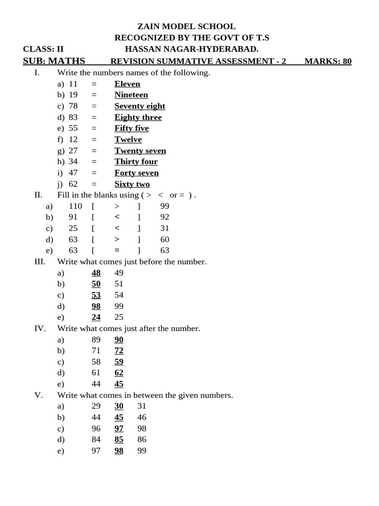 Class 2 Maths Revision Guide 2025 | PDF | Units Of Measurement