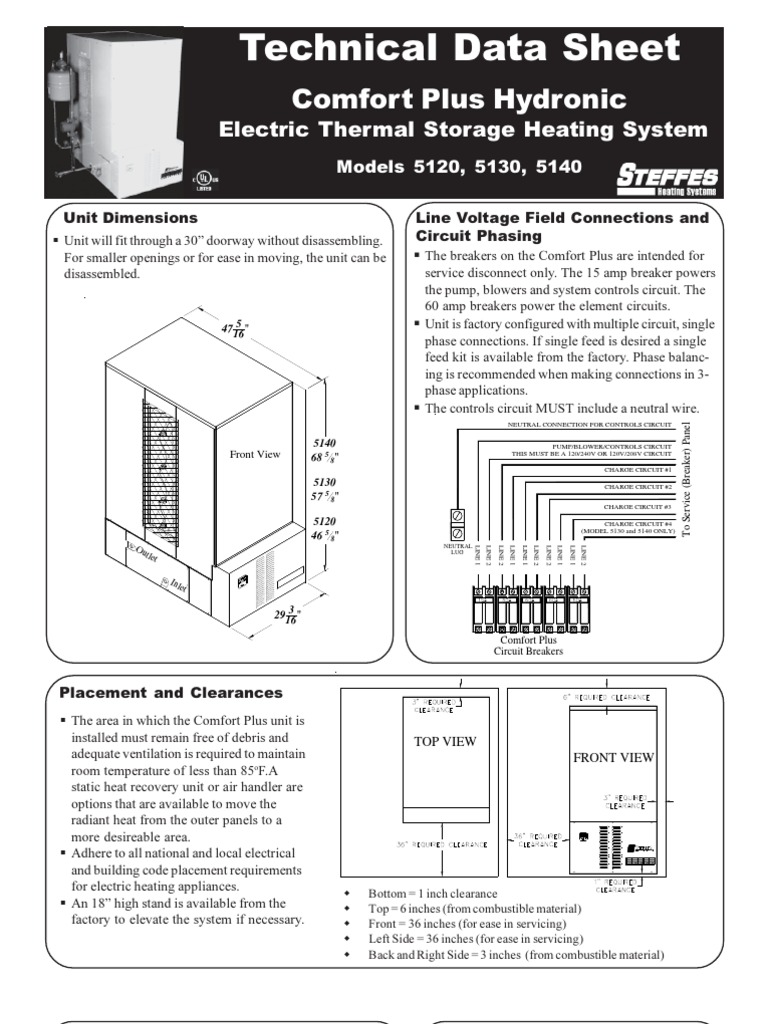 Steffes 5100 Tech Data Sheet | PDF | Thermostat | Furnace