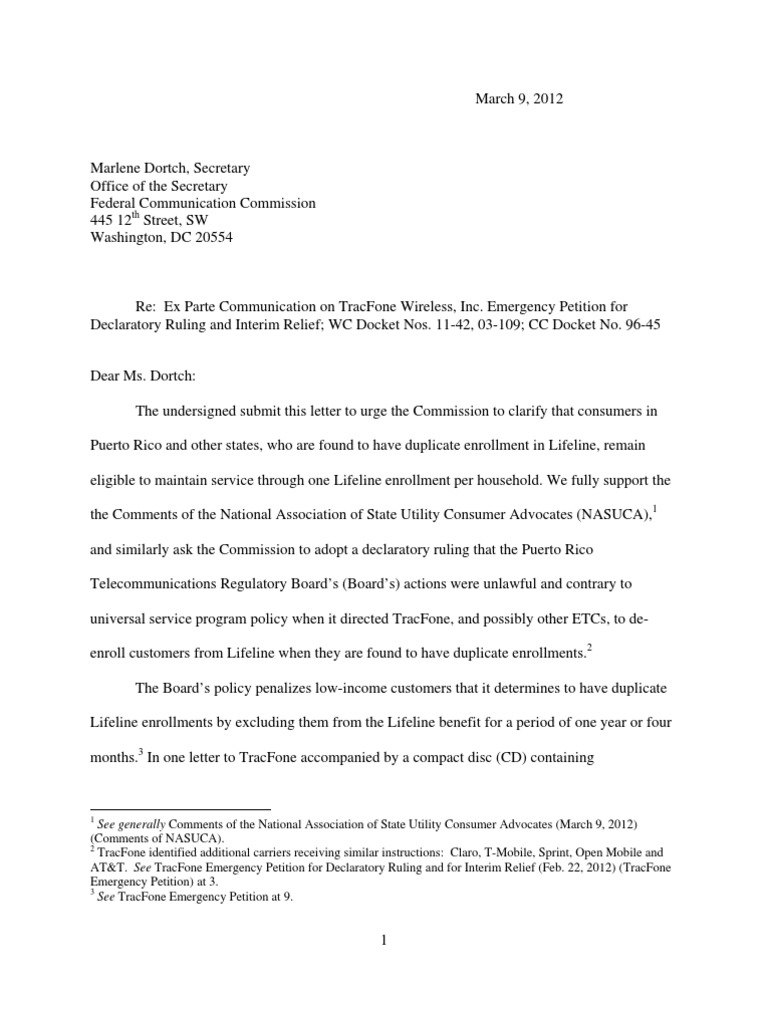 NCLC Et Al. Ex Parte Letter - TracFone Puerto Rico | PDF | Federal ...