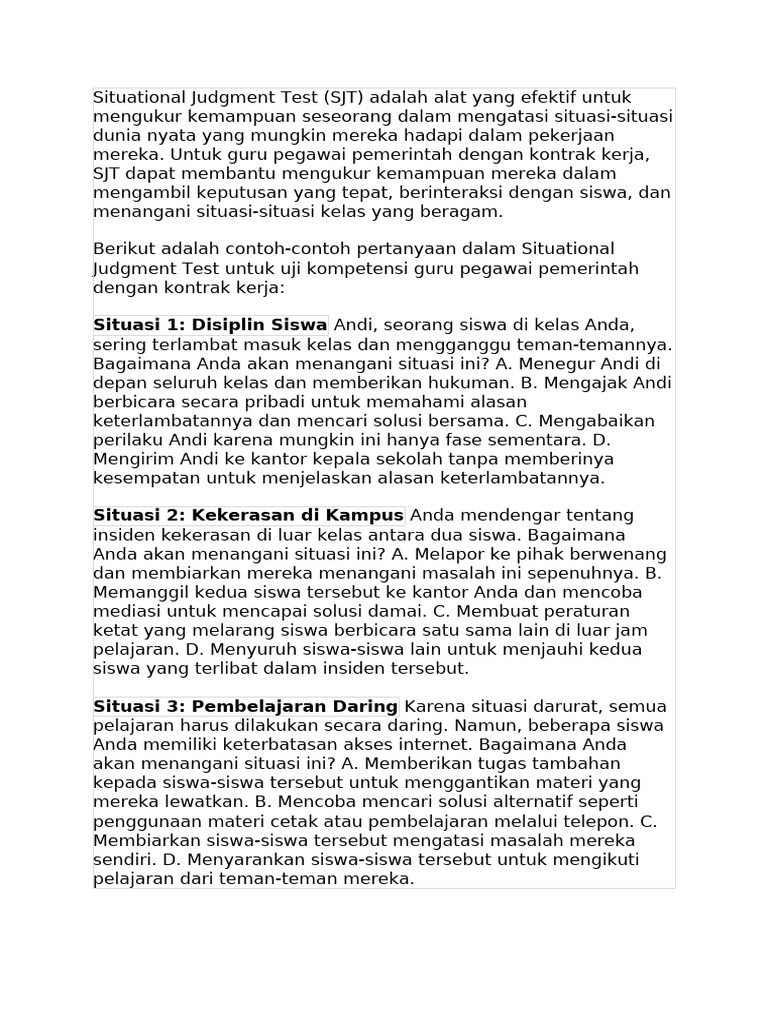 Situational Judgment Test | PDF