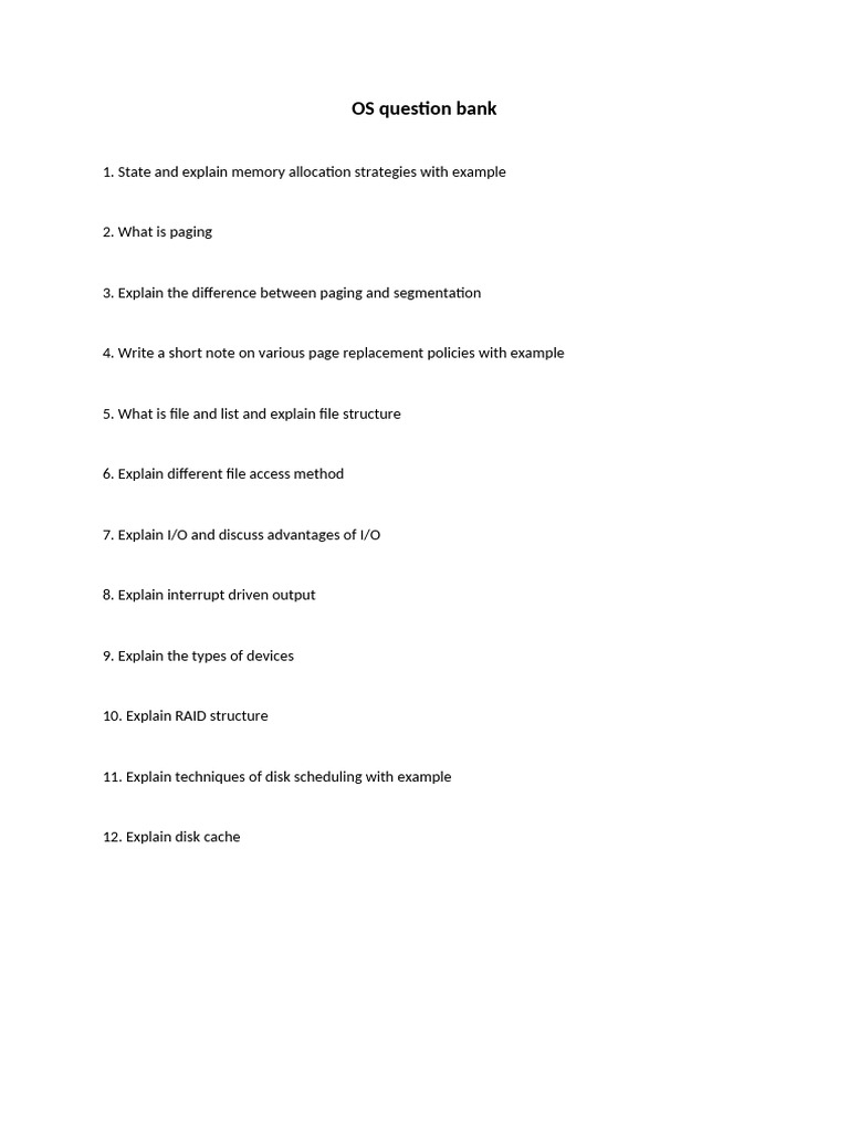 OS Question Bank II | PDF