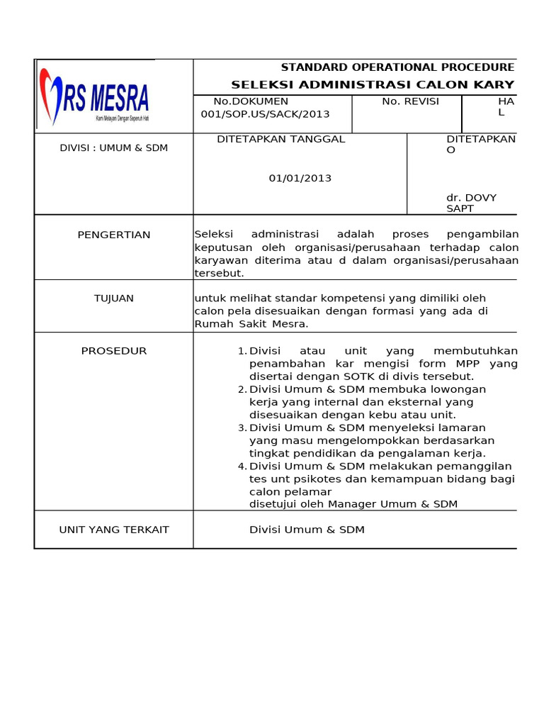 266504954-SOP-HRD-xlsx | PDF